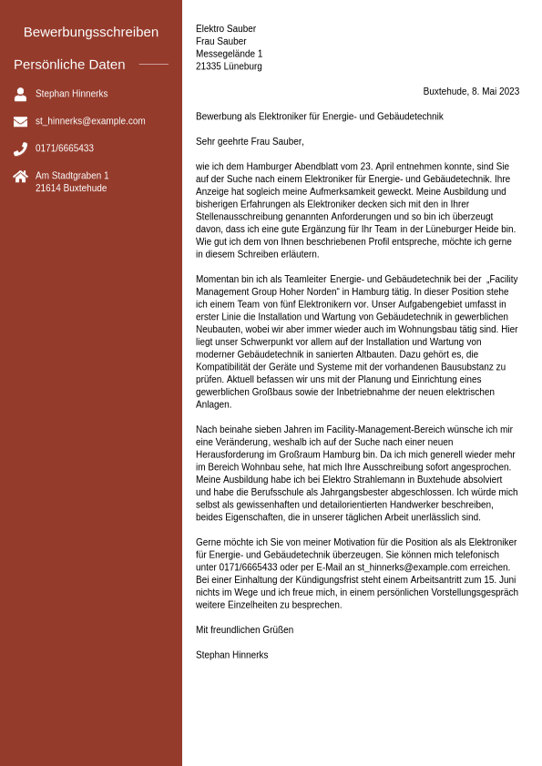 Bewerbungsschreiben-Beispiel für Schüler | Jobseeker