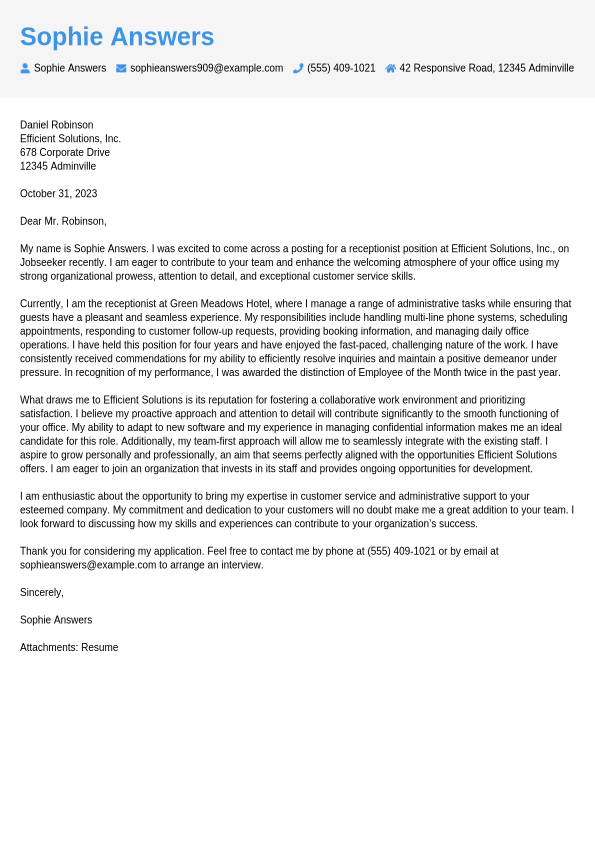 High School Cover Letter Example | Jobseeker