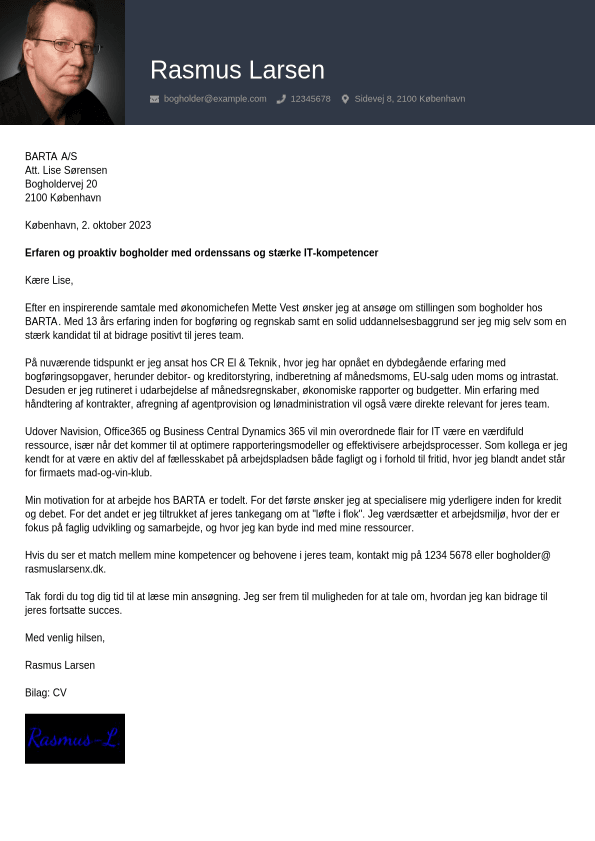 Ansøgning som bogholder | Jobseeker