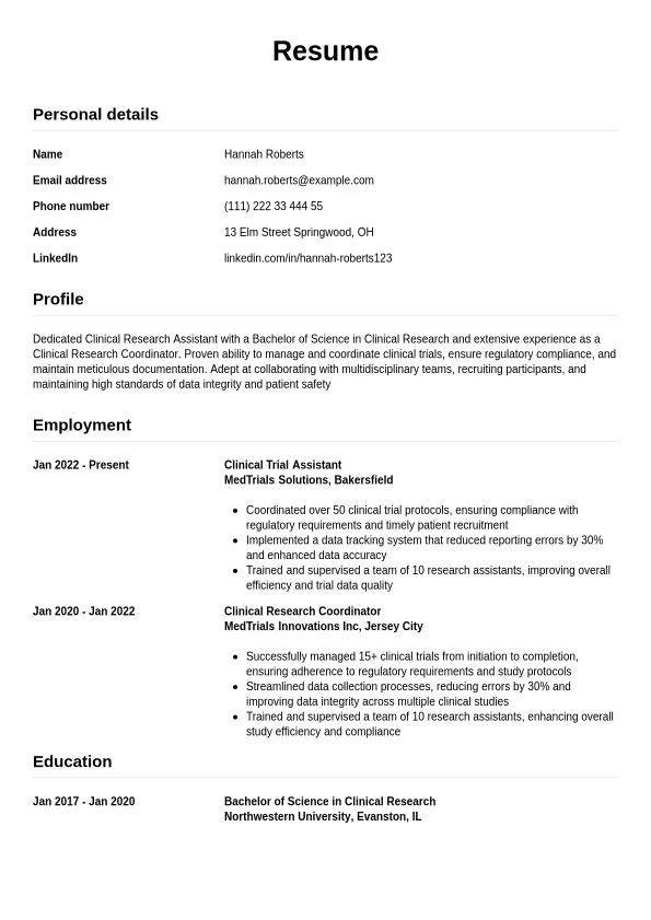 Clinical Research Assistant Resume Writing Guide | Jobseeker