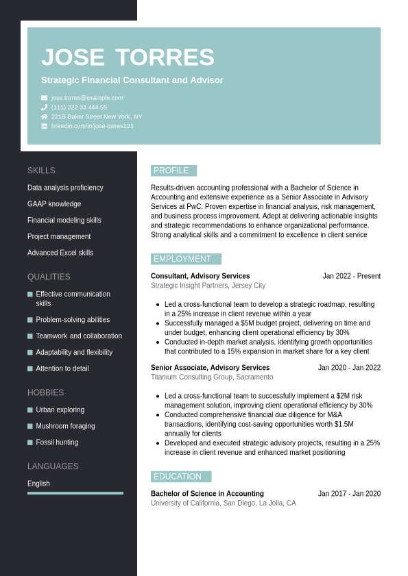 PwC Resume Example | Jobseeker