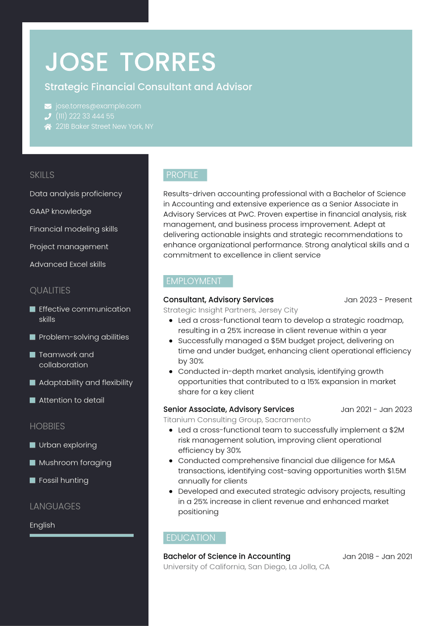 PwC Resume Example | Jobseeker