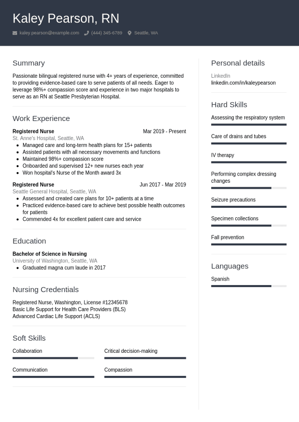 Nursing Resume Example | Jobseeker