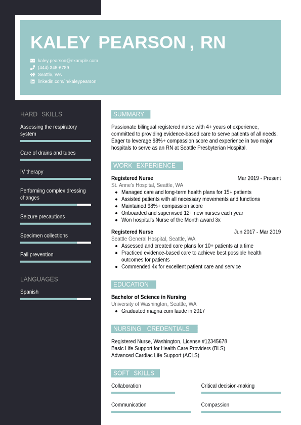 Nursing Resume Example | Jobseeker
