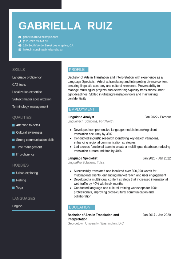 Kinobi Resume Example | Jobseeker