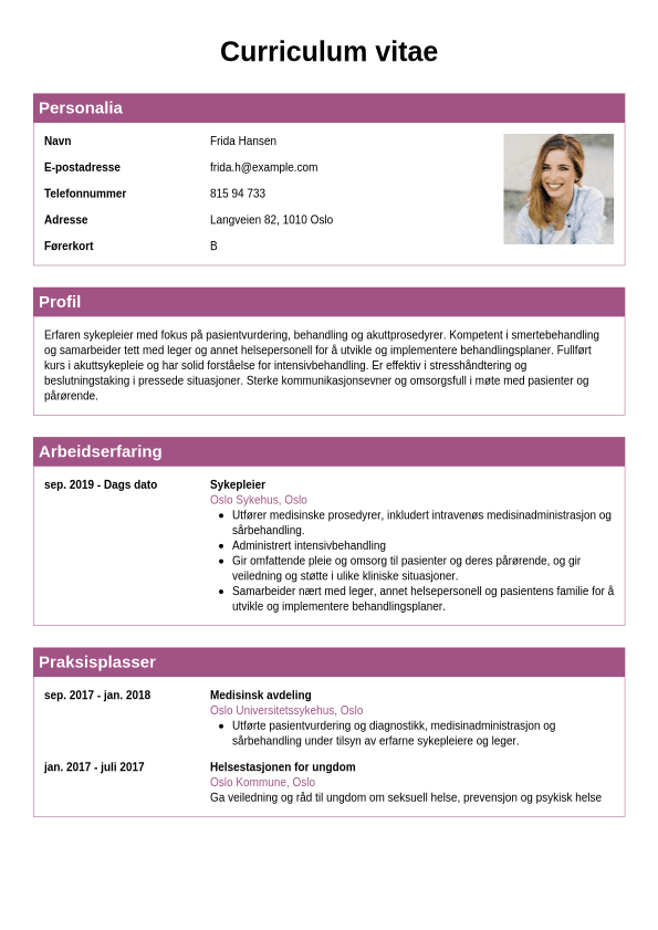 CV-eksempler | Jobseeker