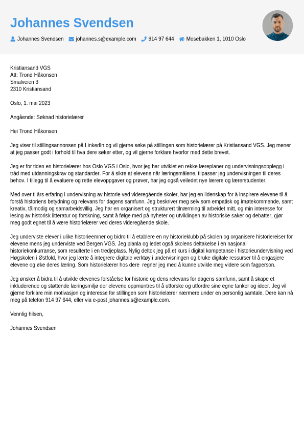 Lærer jobbsøknad eksempel | Jobseeker