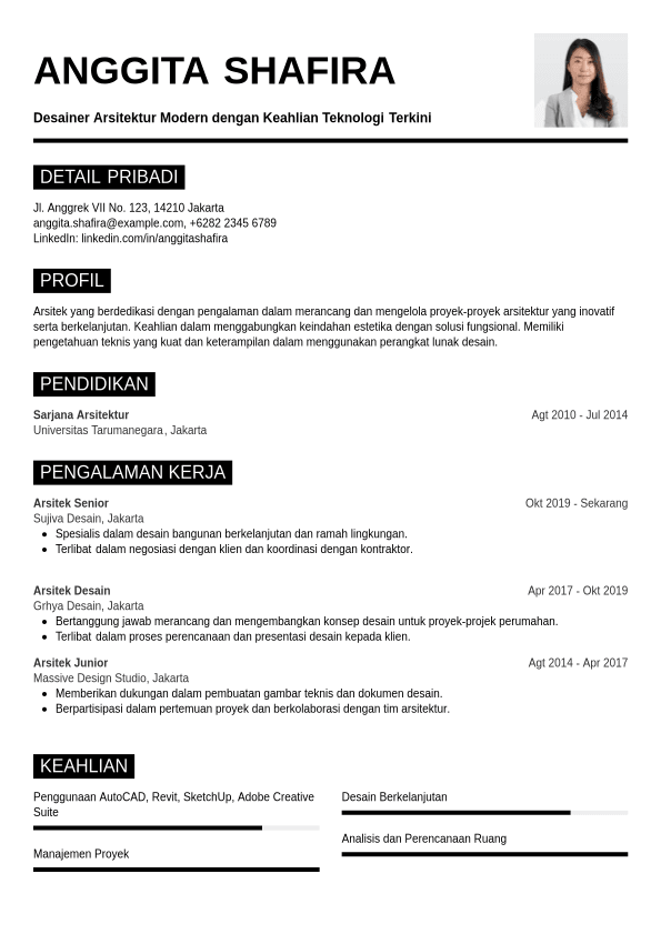 Contoh CV Arsitek | Jobseeker