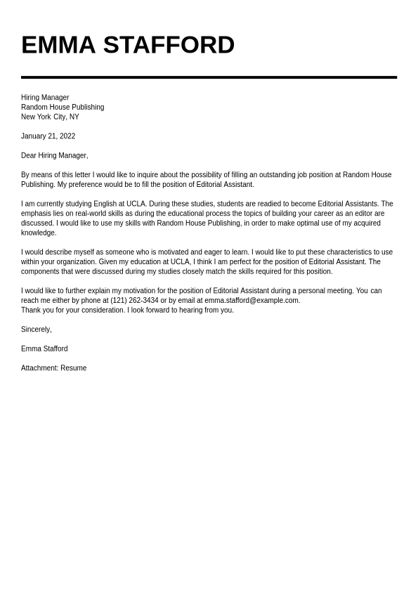 College Student Cover Letter Example | Jobseeker