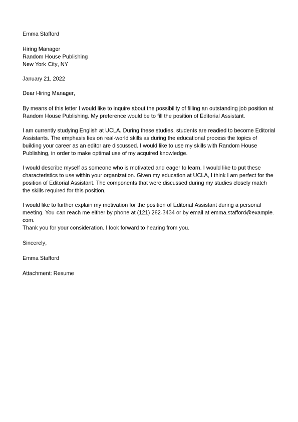 High School Cover Letter Example | Jobseeker