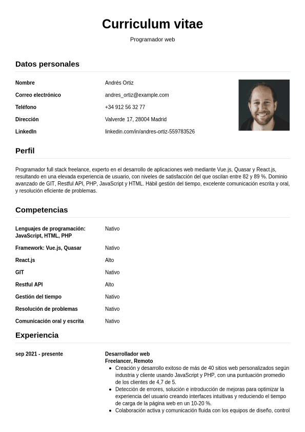 Currículum por competencias para España | Jobseeker