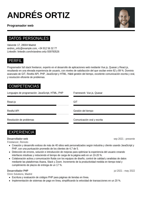 Currículum por competencias para España | Jobseeker