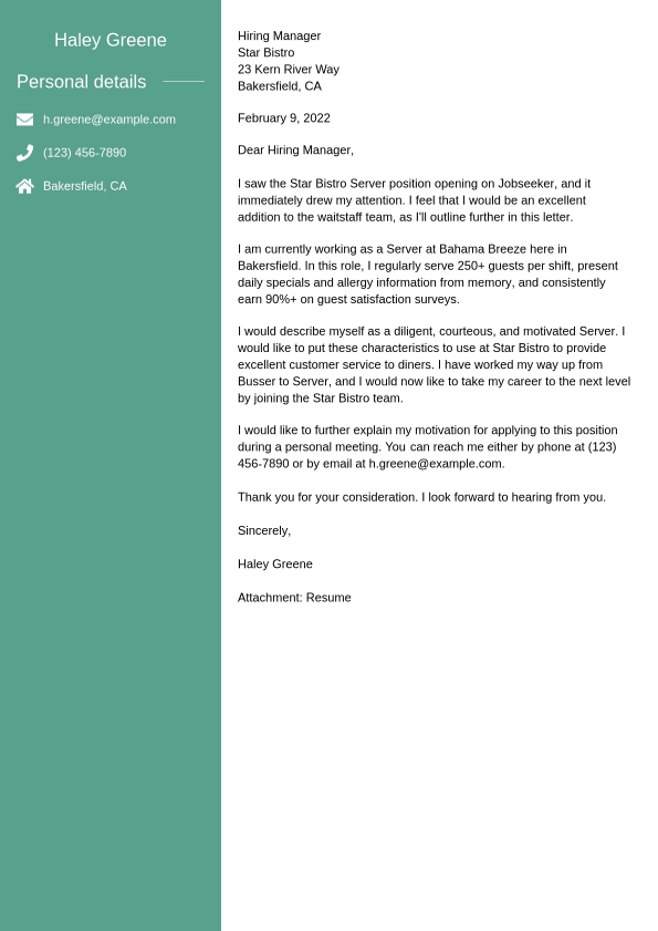 High School Cover Letter Example | Jobseeker