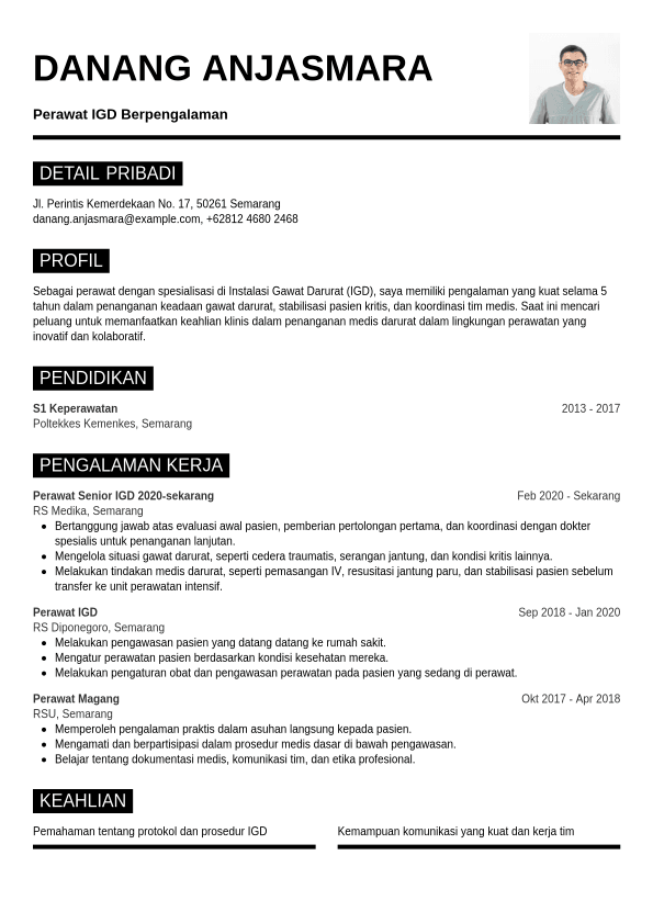Contoh CV Perawat | Jobseeker