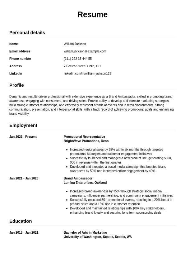 Promoter Resume Writing Guide & Tips | Jobseeker