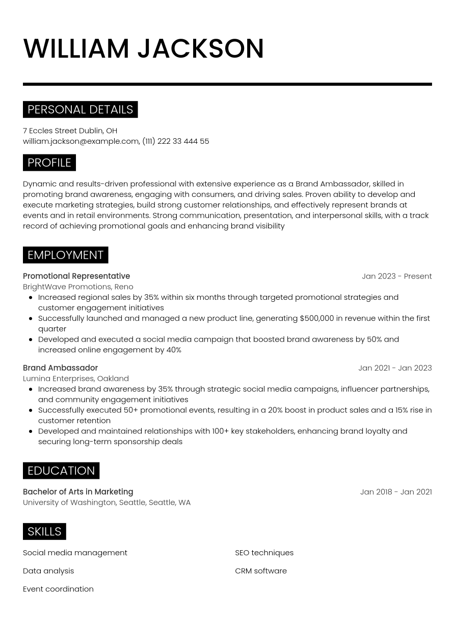 Promoter Resume Writing Guide & Tips | Jobseeker