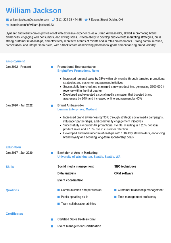 Promoter Resume Writing Guide & Tips | Jobseeker