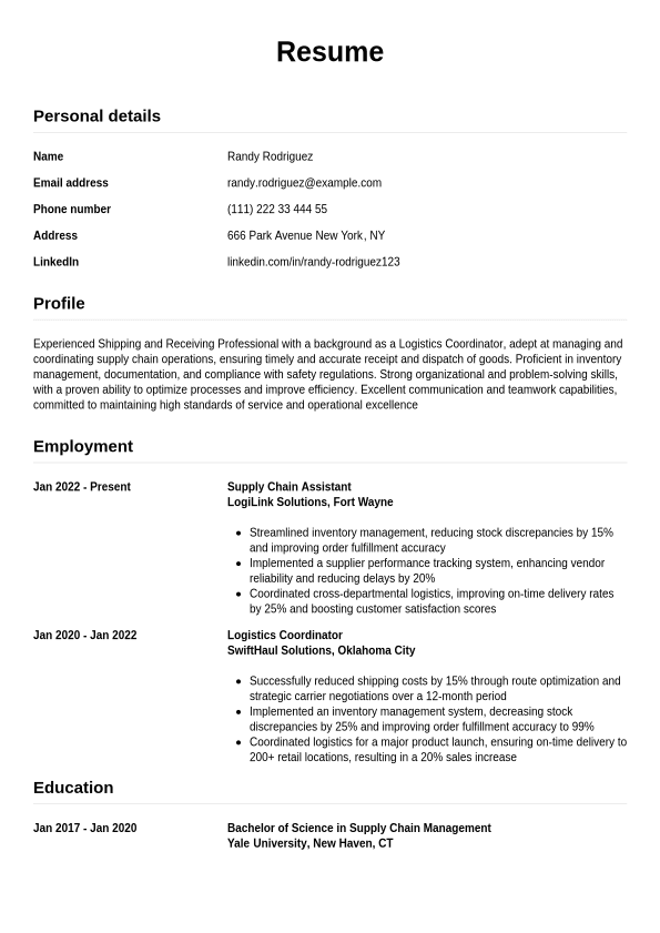 Shipping And Receiving Resume Writing Guide & Tips | Jobseeker