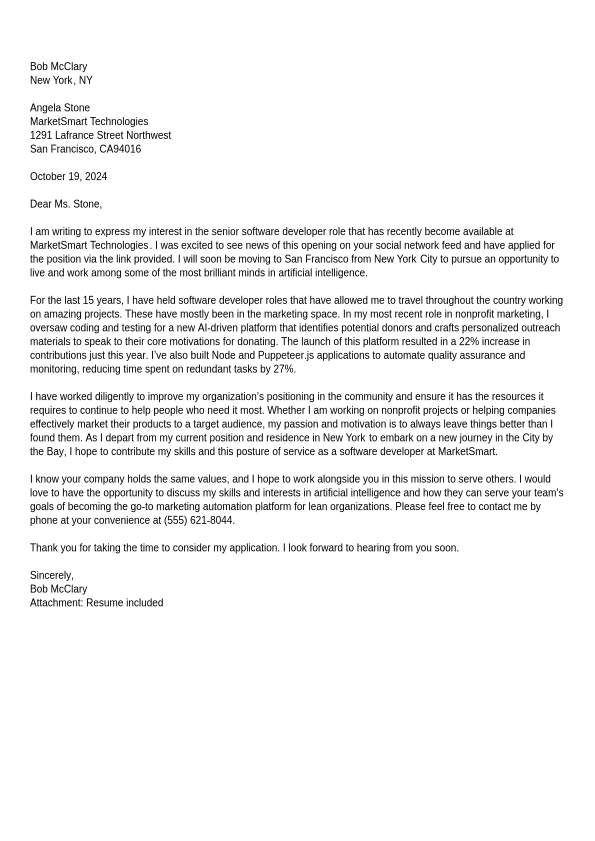 How to Write a Strong Relocation Cover Letter | Jobseeker