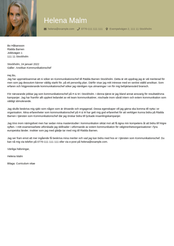 Exempel på personliga brev | Jobseeker