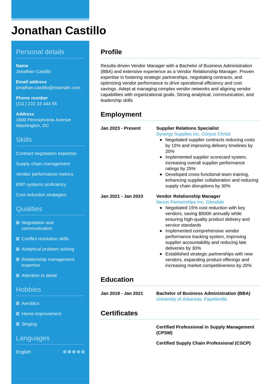 Workforce Management Resume Example | Jobseeker