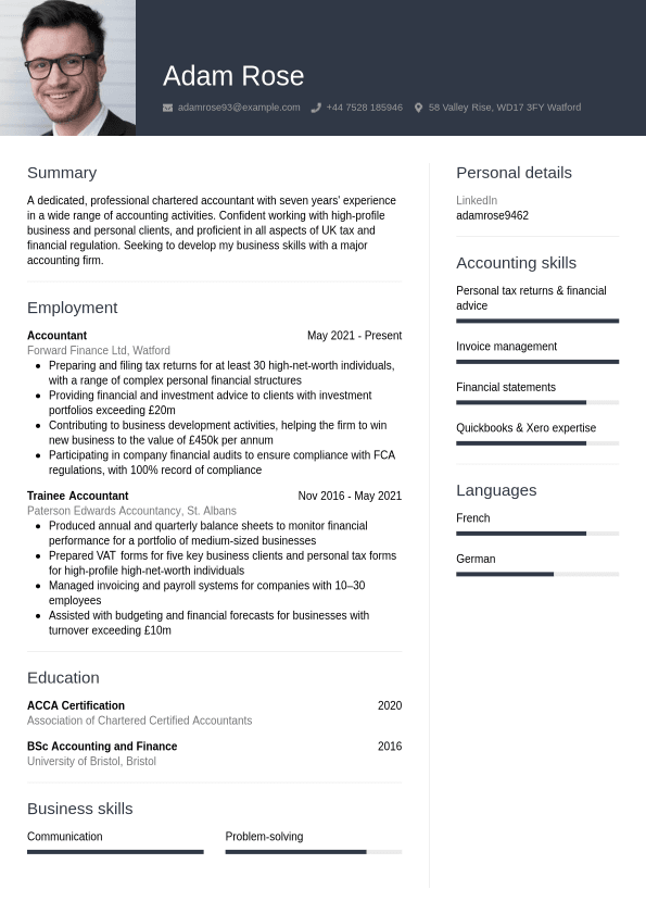 Accountant CV Example | Jobseeker