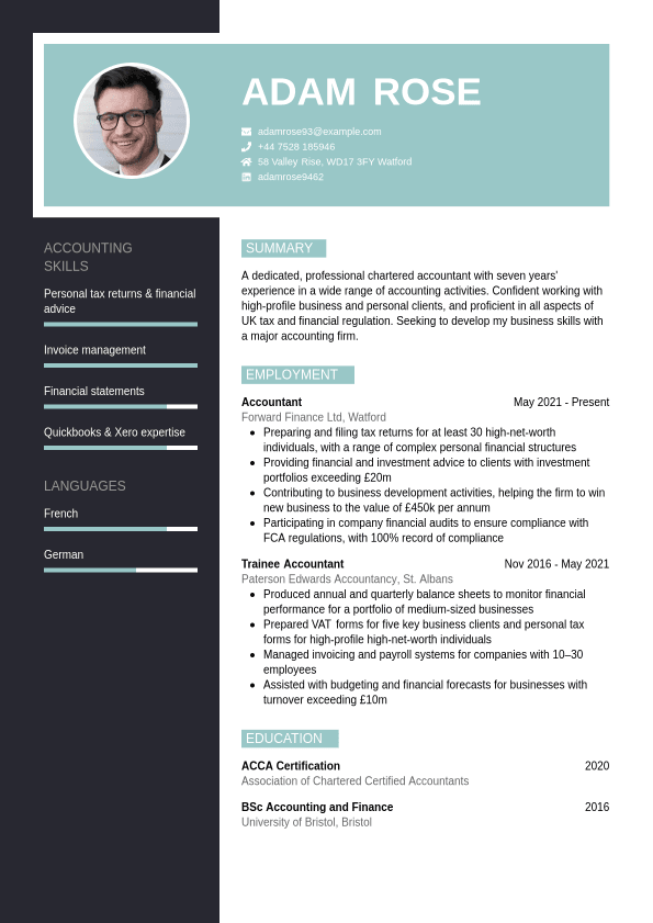 Accountant CV Example | Jobseeker