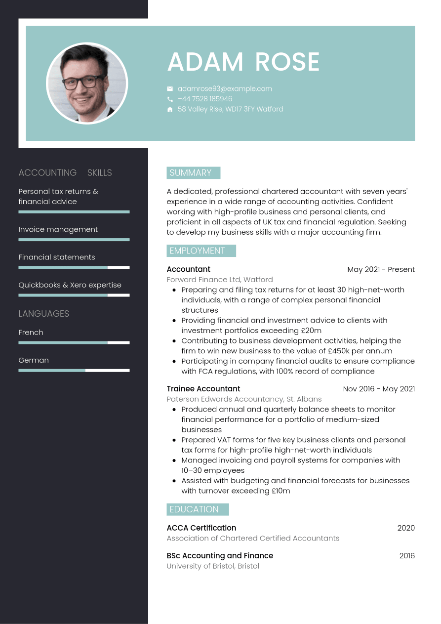 Accountant CV Example | Jobseeker