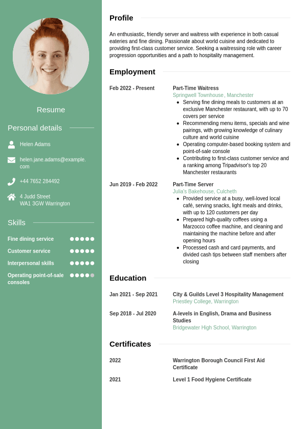 CV Example Retail | Jobseeker