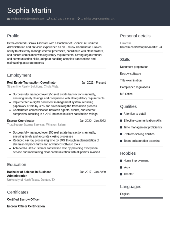 Escrow Assistant Resume Writing Guide & Tips | Jobseeker