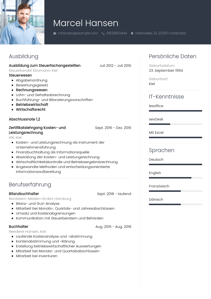 Lebenslauf-Beispiel für Buchhalter | Jobseeker