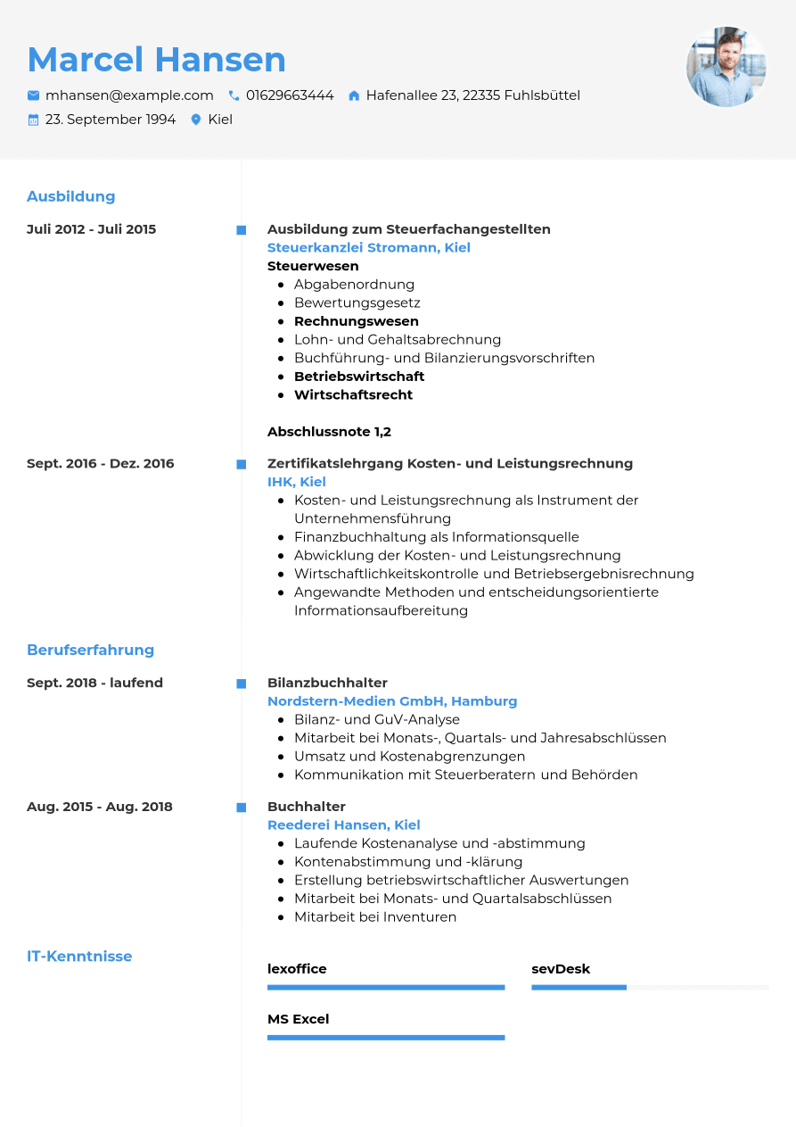 Lebenslauf-Beispiel für Buchhalter | Jobseeker