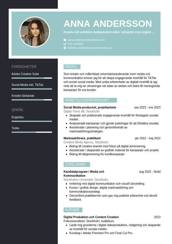 CV-exempel Ungdom – så skrivs ett säljande CV | Jobseeker