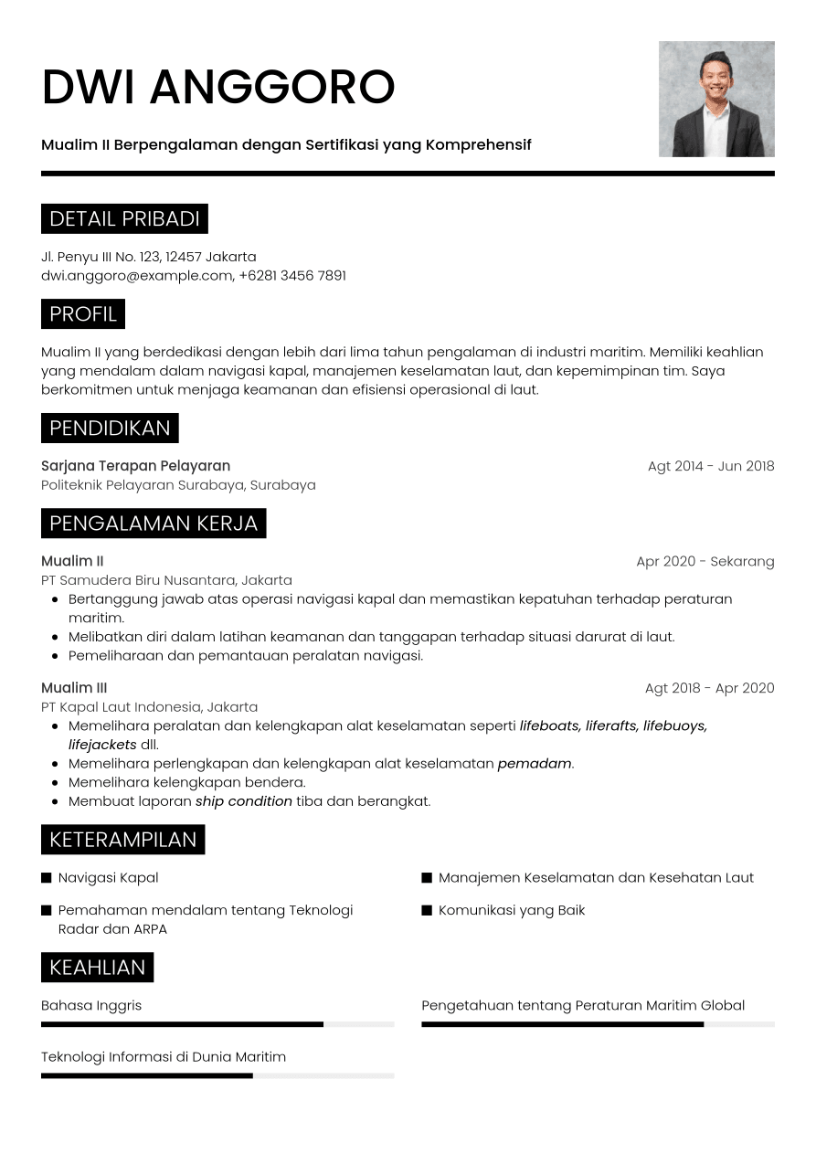 Contoh CV Pelaut | Jobseeker