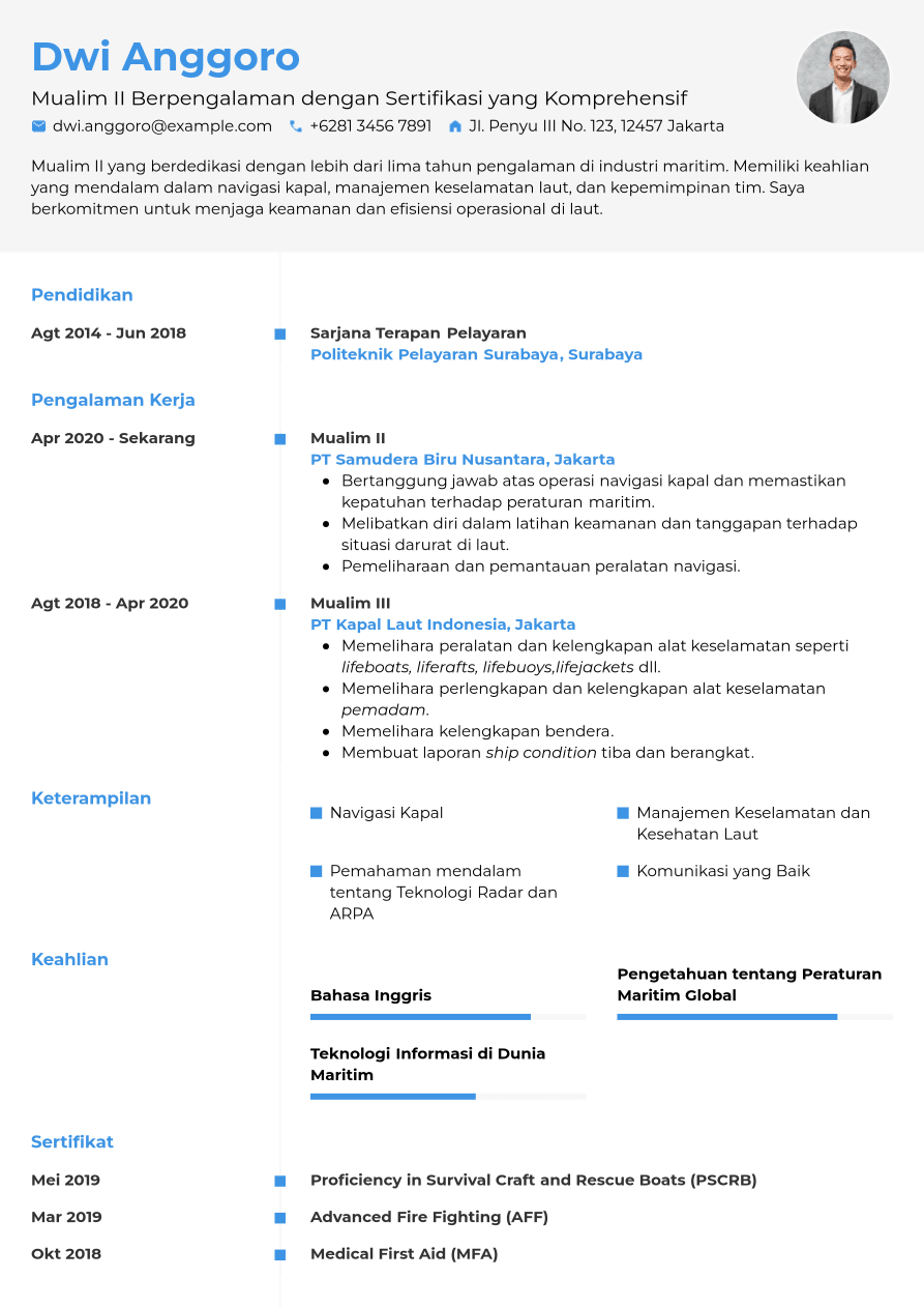 Contoh CV Pelaut | Jobseeker