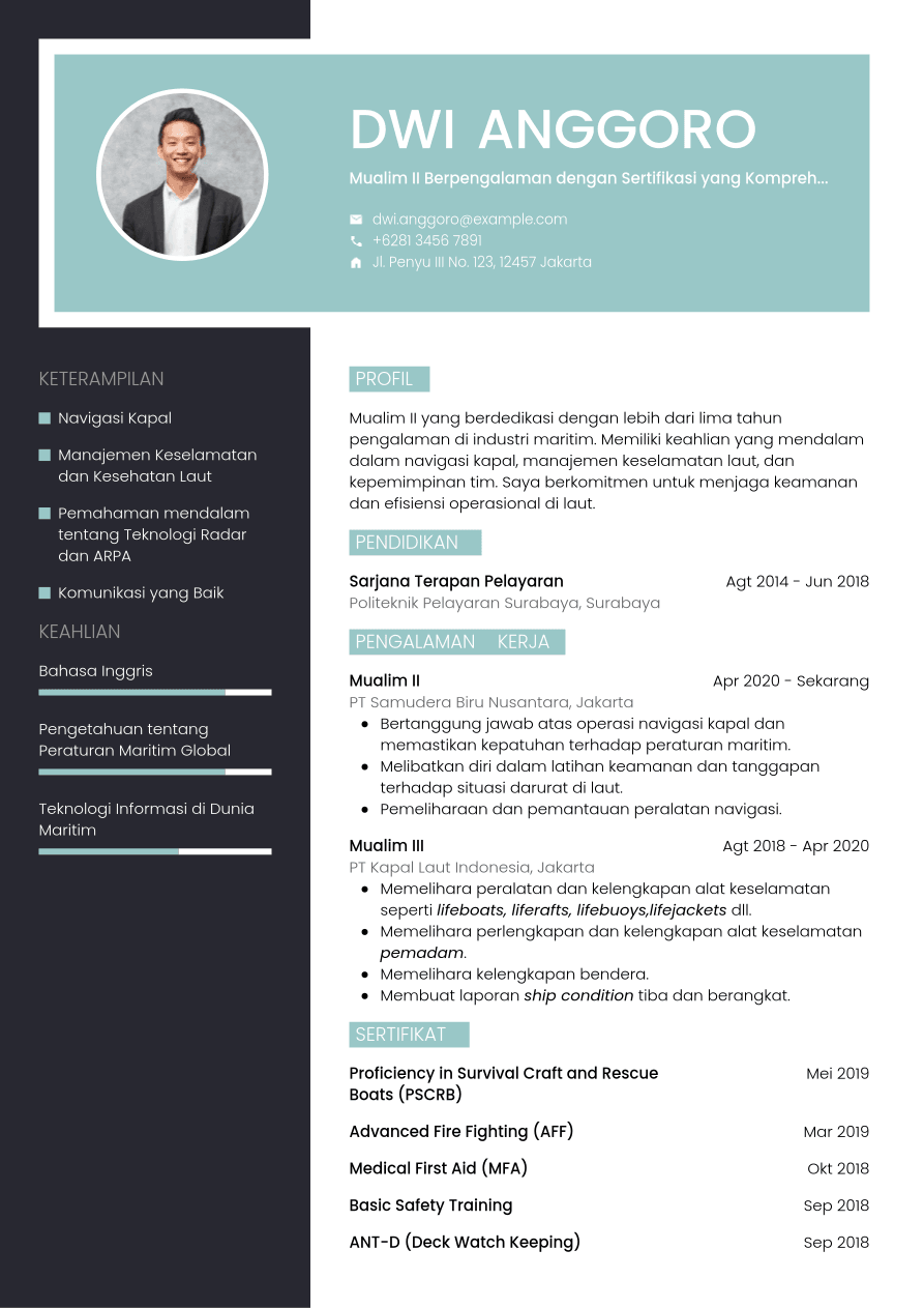 Contoh CV Pelaut | Jobseeker