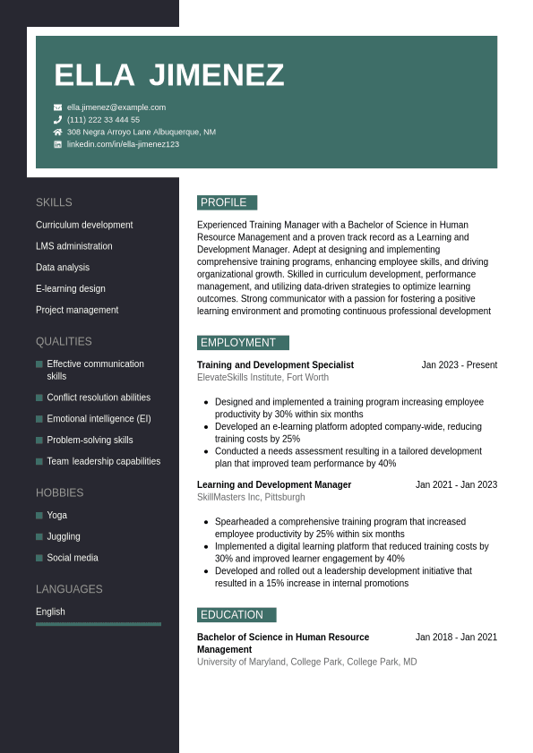 Resume examples | Jobseeker