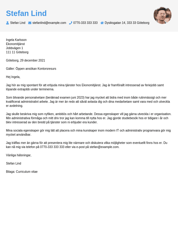 Student Personligt brev Exempel | Jobseeker