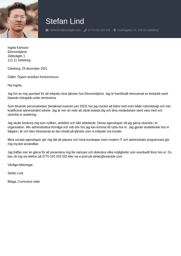 Student Personligt brev Exempel | Jobseeker