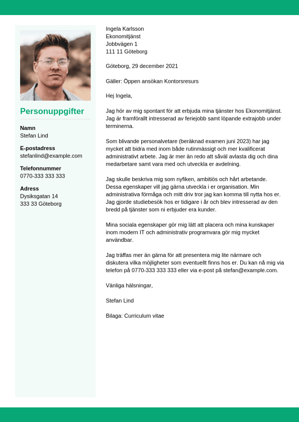 Exempel på personliga brev | Jobseeker