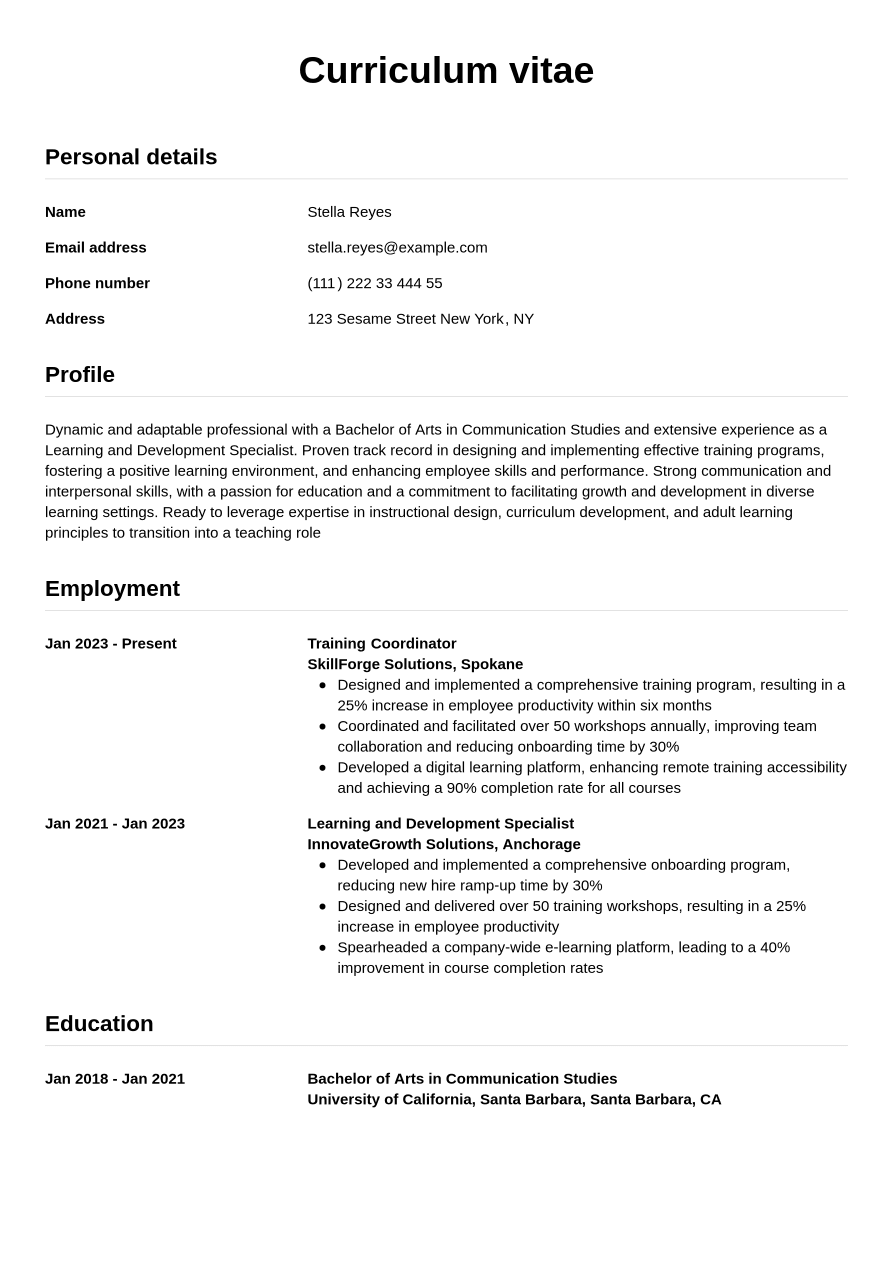 Transitioning Teacher Resume Example | Jobseeker