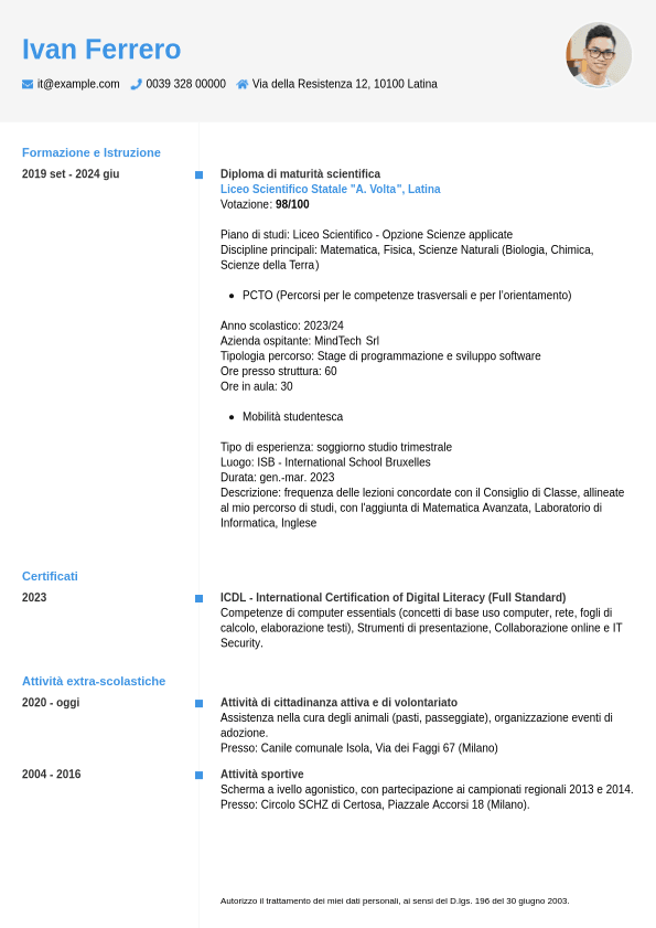 Esempi di curriculum vitae | Jobseeker