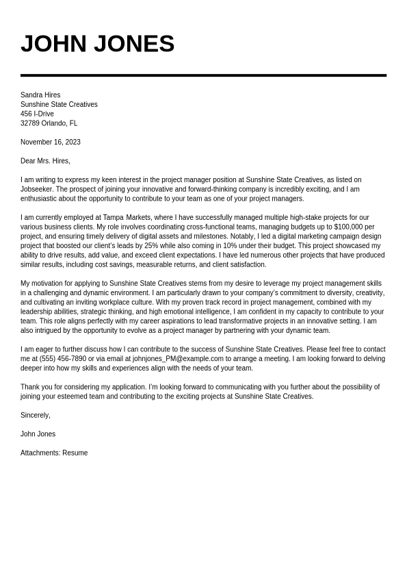 High School Cover Letter Example | Jobseeker