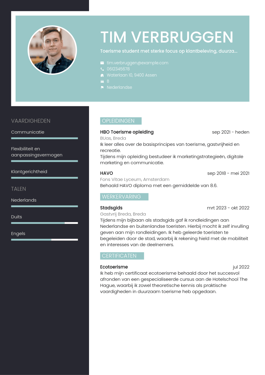 Student CV voorbeeld | Jobseeker