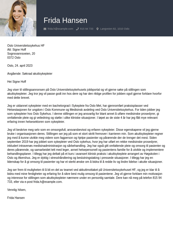 Sykepleier jobbsøknad eksempel | Jobseeker