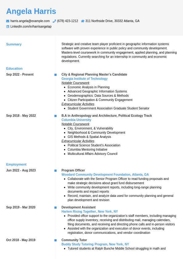 Internship Resume Example | Jobseeker