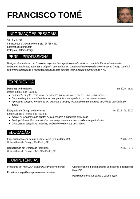 Modelos De Curr Culo Pronto Para Preencher Canva