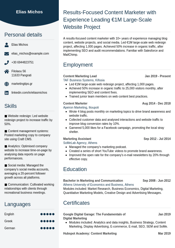 How to Structure Resume Sections | Jobseeker