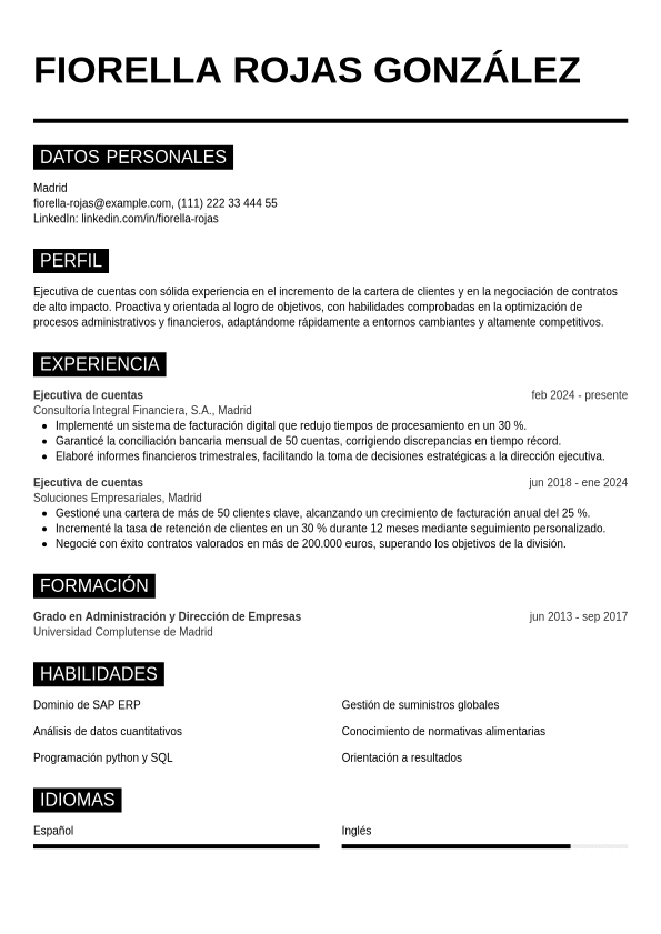 Currículum para PepsiCo ejemplo y consejos | Jobseeker