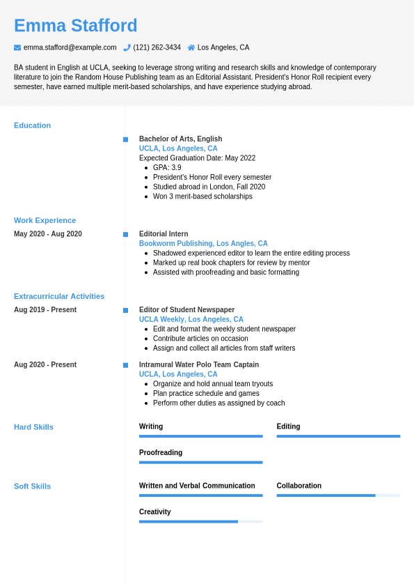 College Student Resume Example | Jobseeker